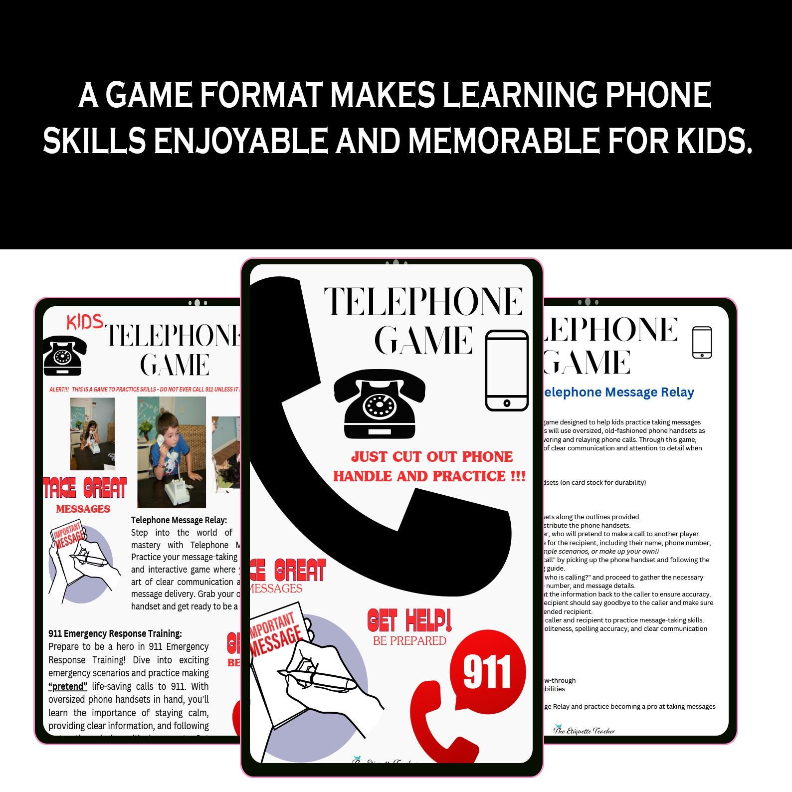 Kids Telephone Skills Game: Message Taking & Emergency Scenarios (PDF ...