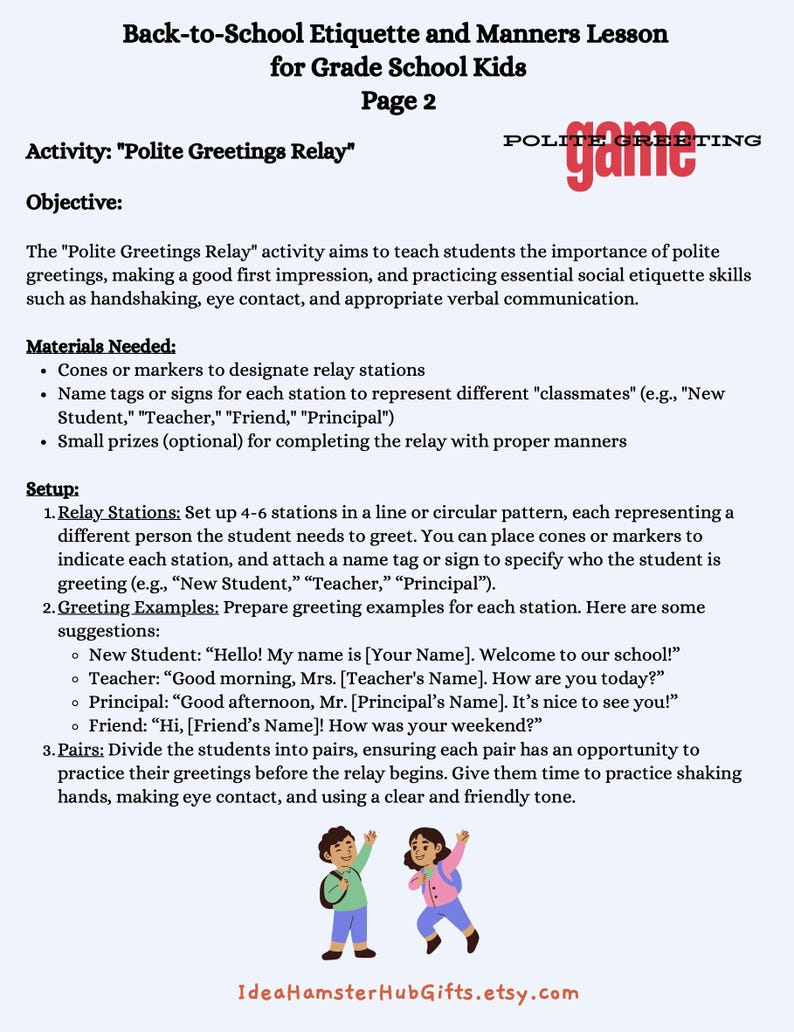 Back to School Etiquette and Manners Flash Card Games for Kindergarten ...