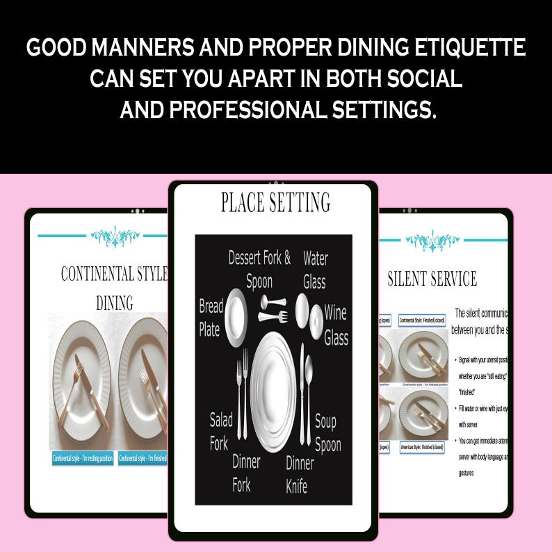 Dining in Style: the Ultimate 30-page Guide to Table Etiquette,polite,dining Etiquette,manners ...