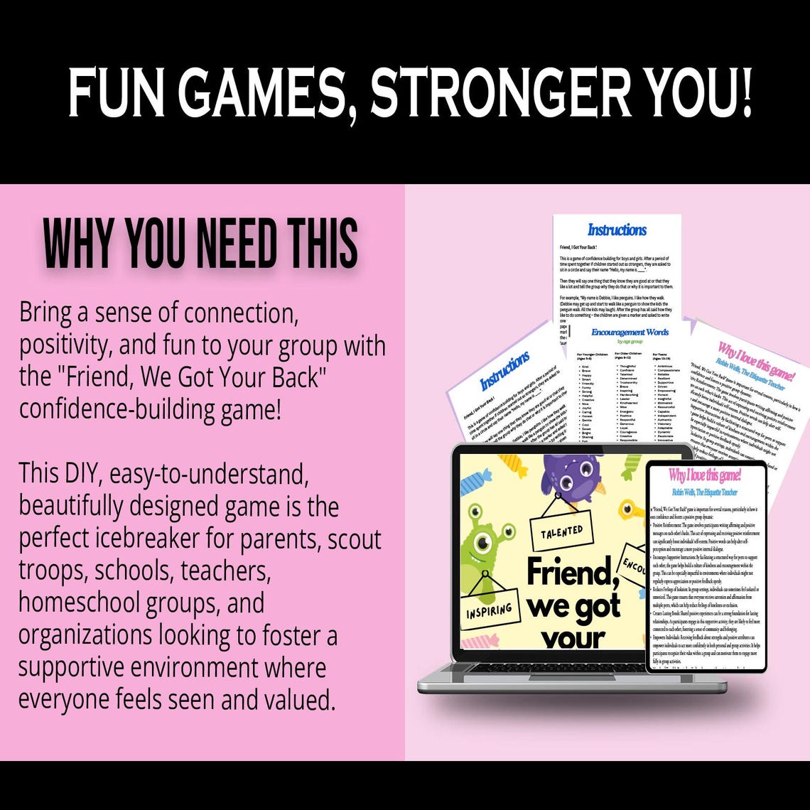 Confidence Building Icebreaker Game: Self-esteem Activity (printable ...