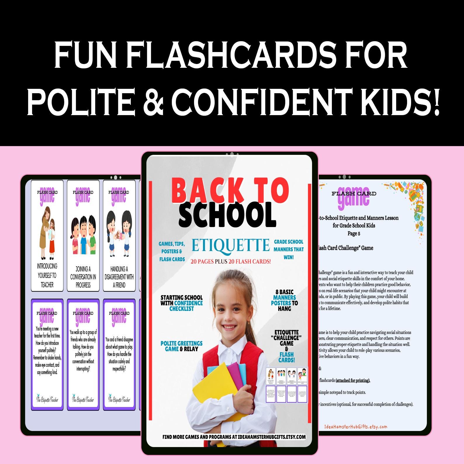 Back to School Etiquette | Manners Flash Card Games for Kindergarten ...