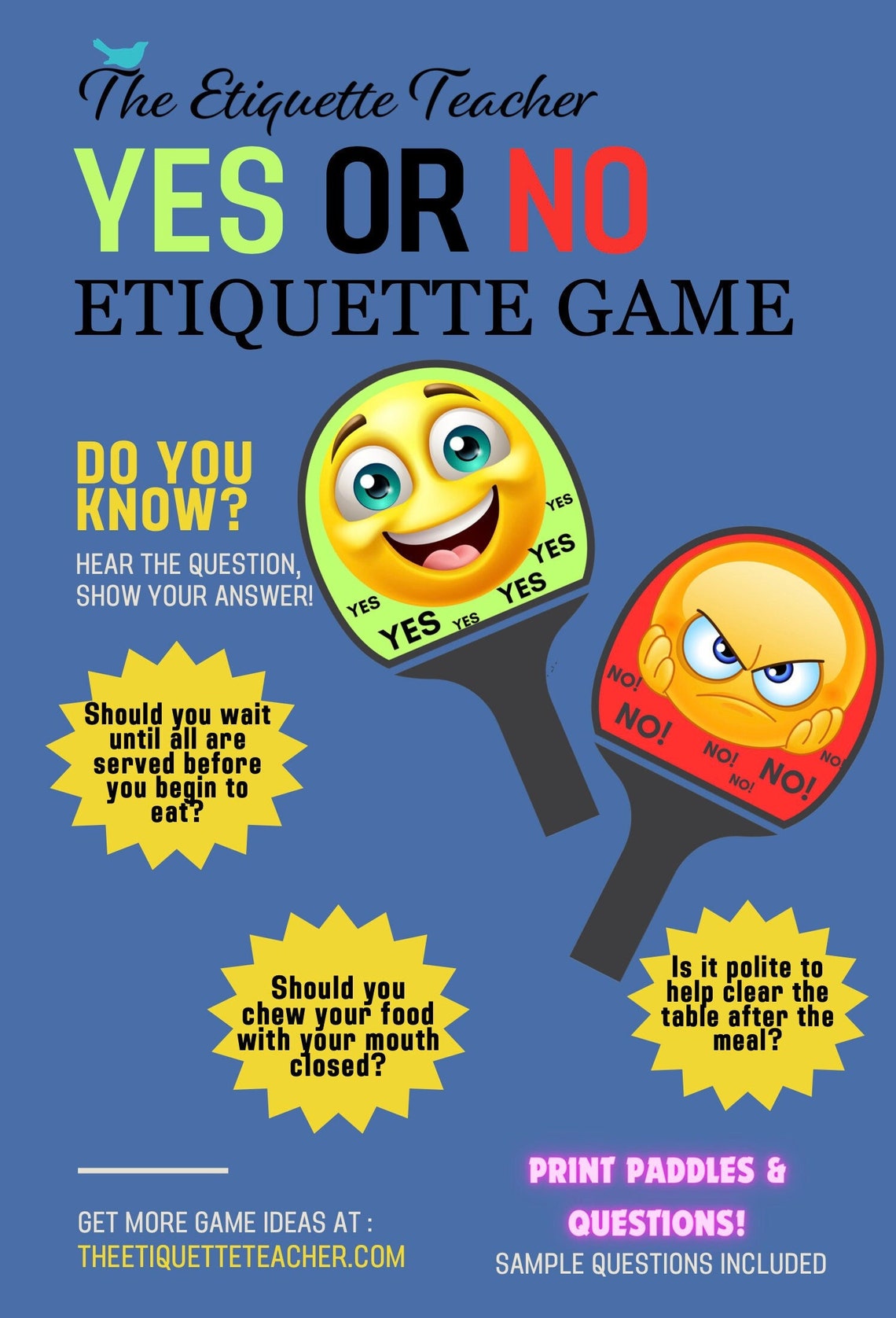 Etiquette Mastery: the Ultimate Table Manners Yes/no Quiz Game ...
