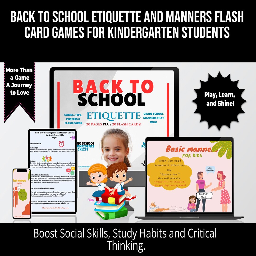 Back to School Etiquette | Manners Flash Card Games for Kindergarten ...