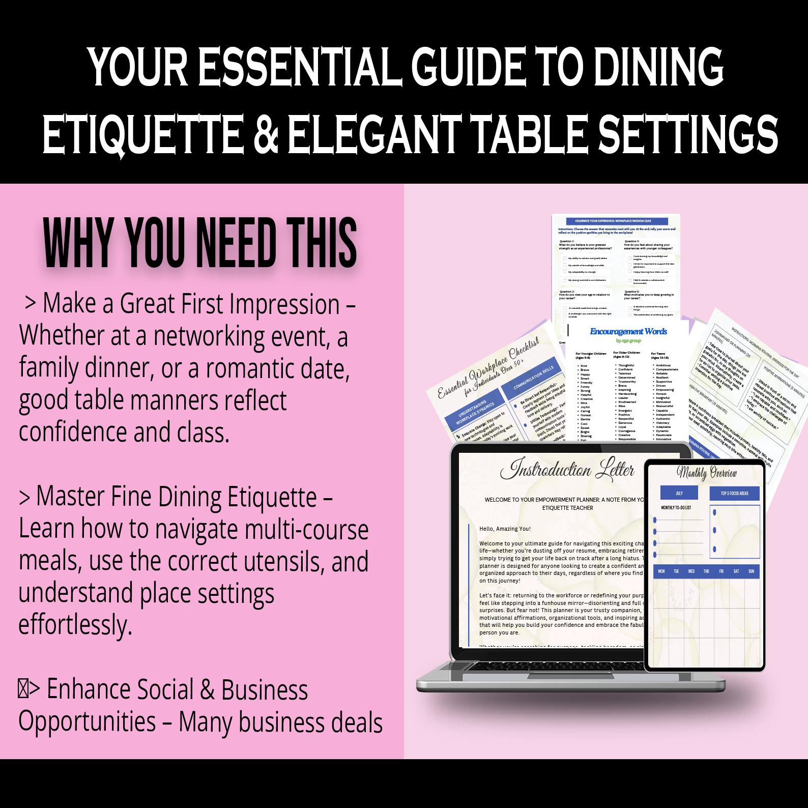 Dining in Style: the Ultimate 30-page Guide to Table Etiquette,polite ...