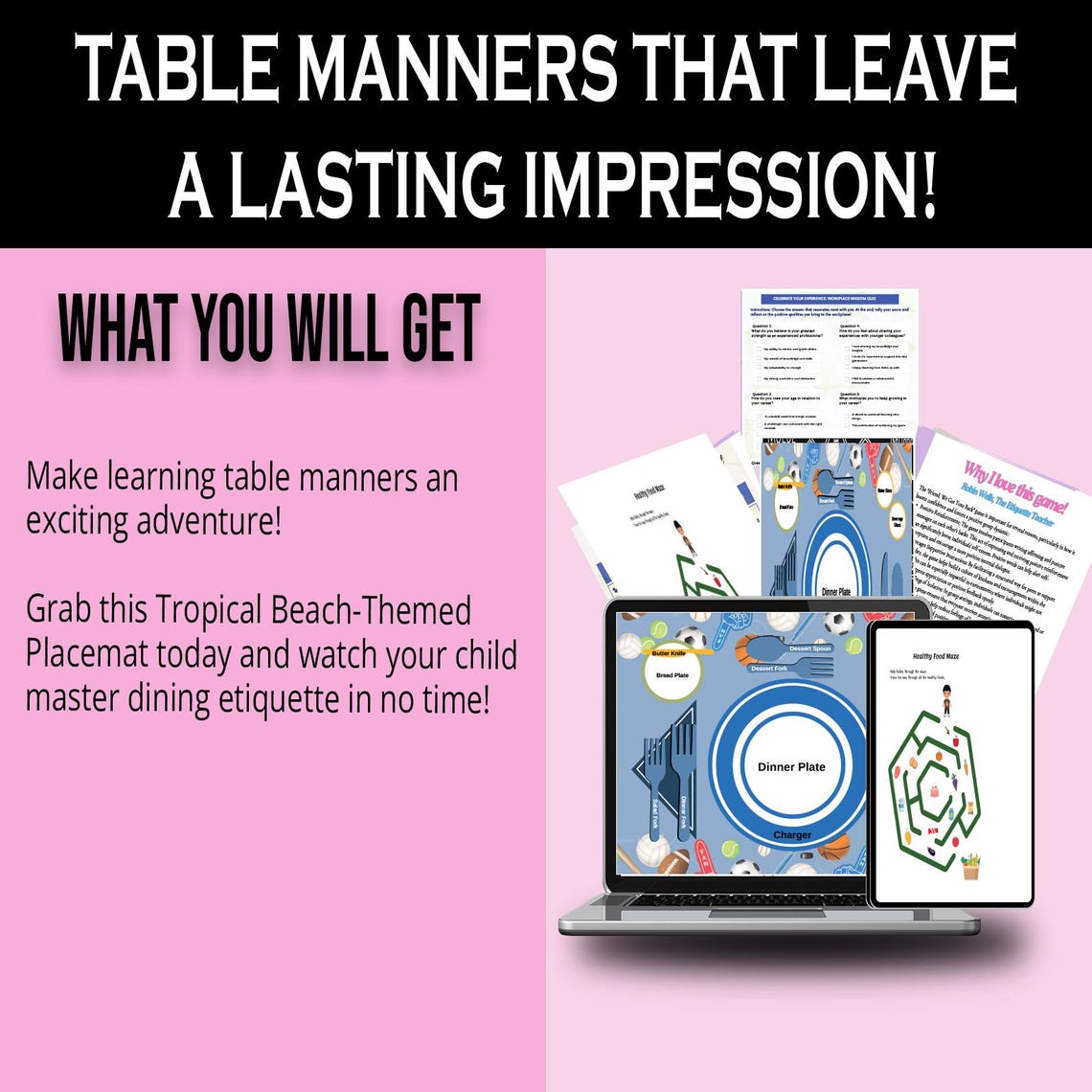 Sports Kids' Placemat: Norway Table Setting Etiquette (digital Download ...