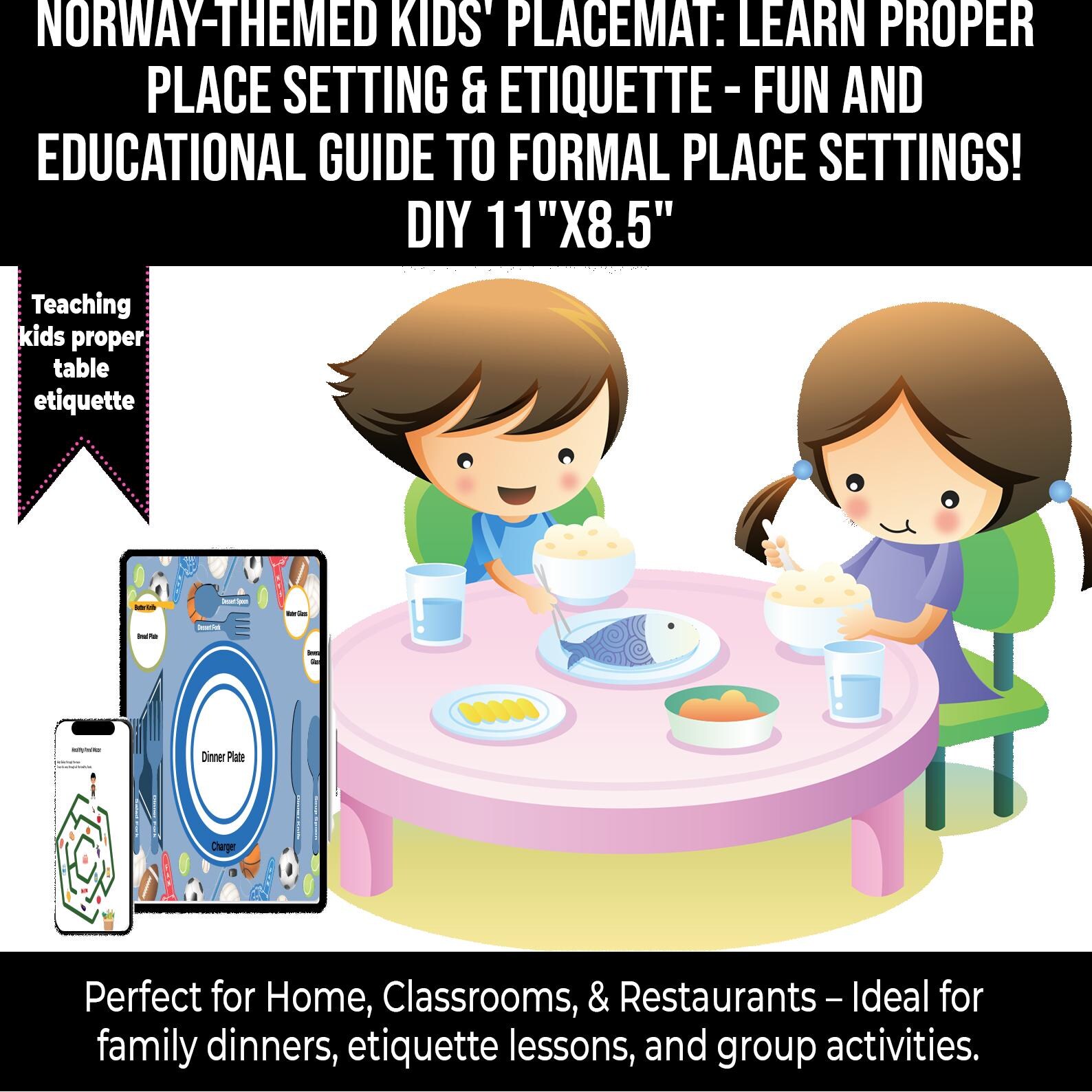 Sports Kids' Placemat: Norway Table Setting Etiquette (digital Download ...