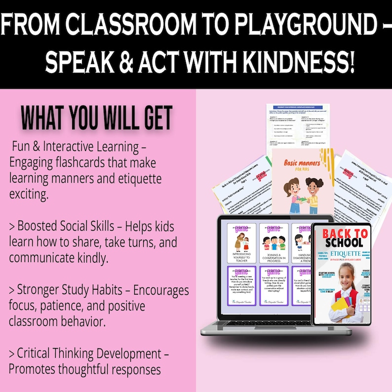 Back to School Etiquette | Manners Flash Card Games for Kindergarten ...