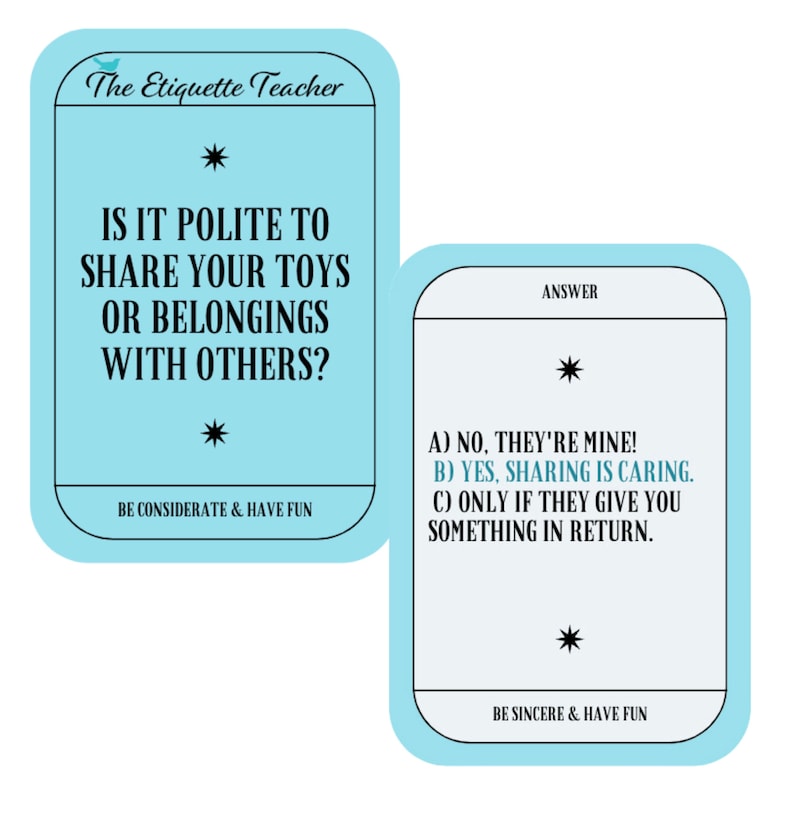 Etiquette Quiz Card Game for Kids (ages 8-12) (digital Download) - Etsy