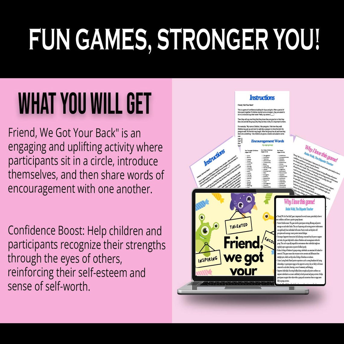 Confidence Building Icebreaker Game: Self-esteem Activity (printable ...