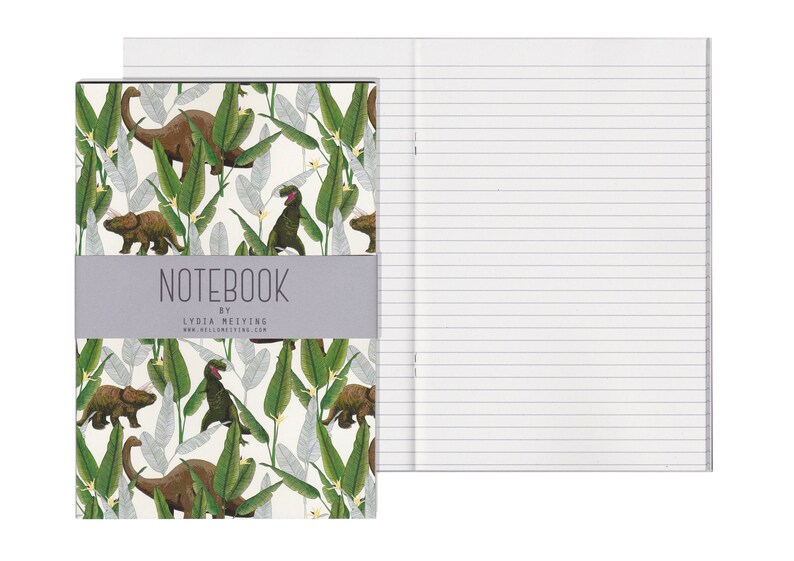 A5 Notebook Dinosaur Jungle Cream With Plain or Lined | Etsy