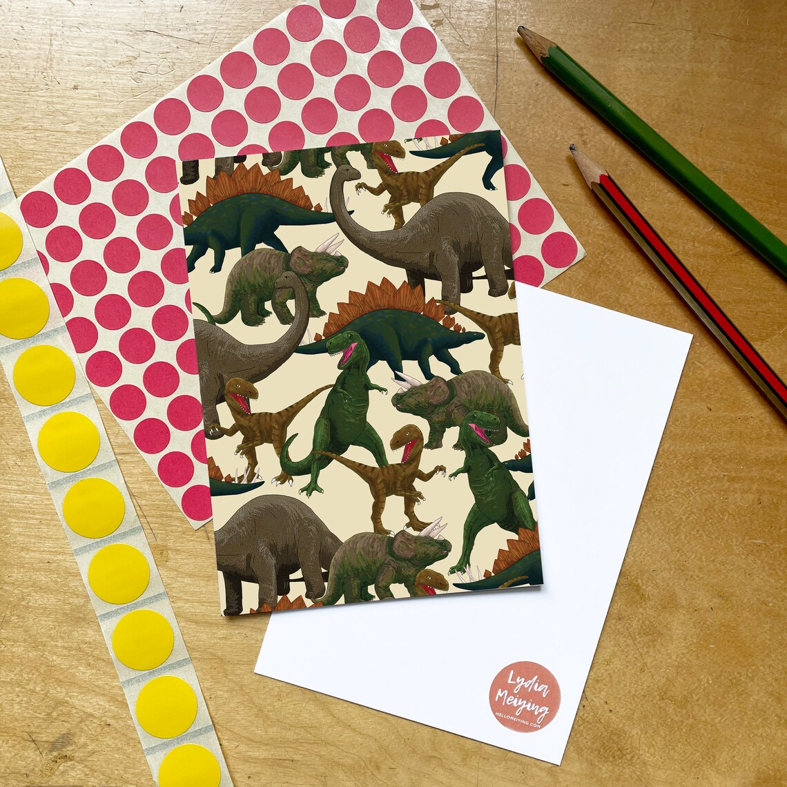 Postcard Dinosaurs Illustrated Pattern | Etsy