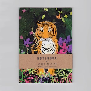 A6 Mini Notebook - Jungle Tiger - Illustrated Cover With Plain Pages - Etsy