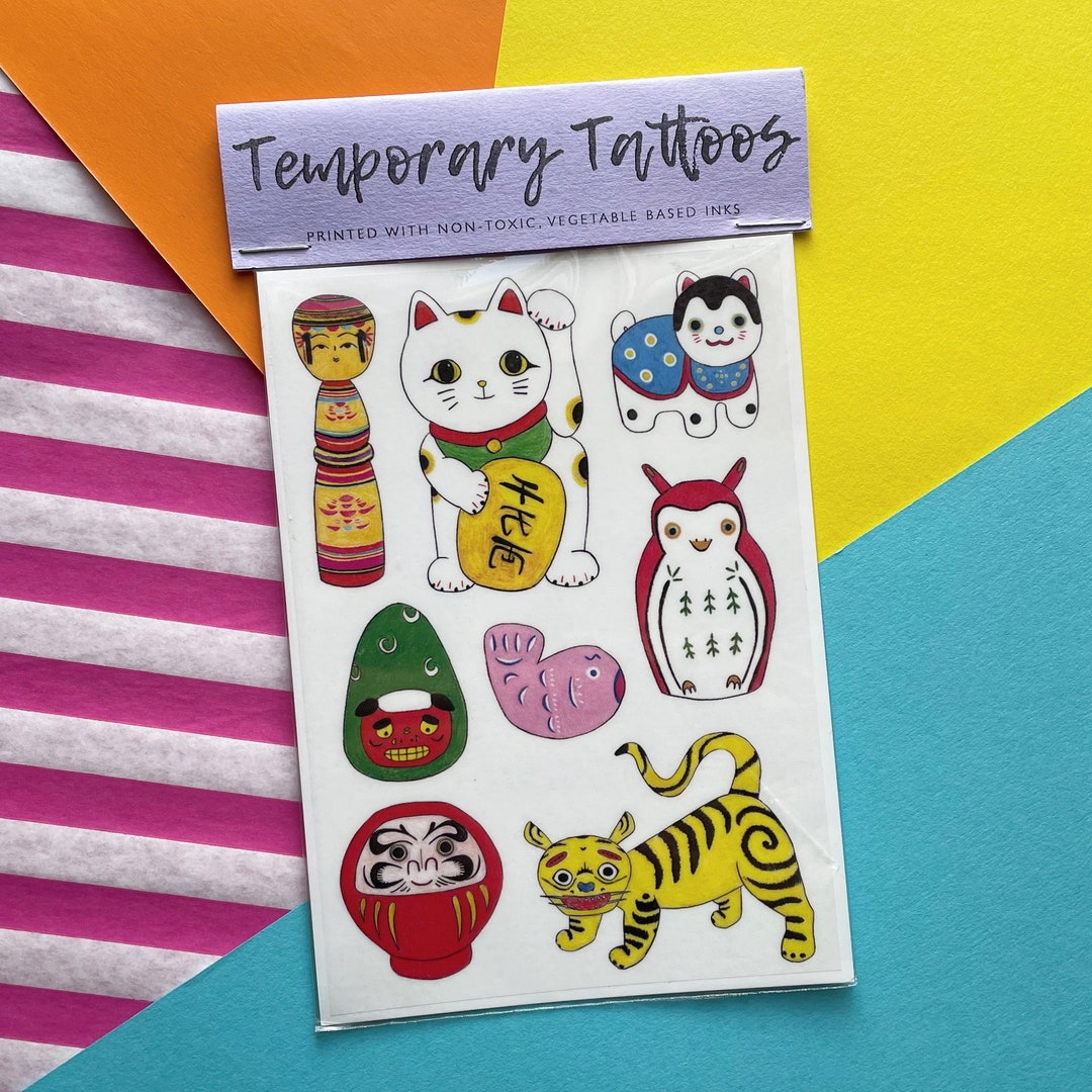 Temporary Tattoos - Engimono - Japanese Lucky Charms! - Etsy
