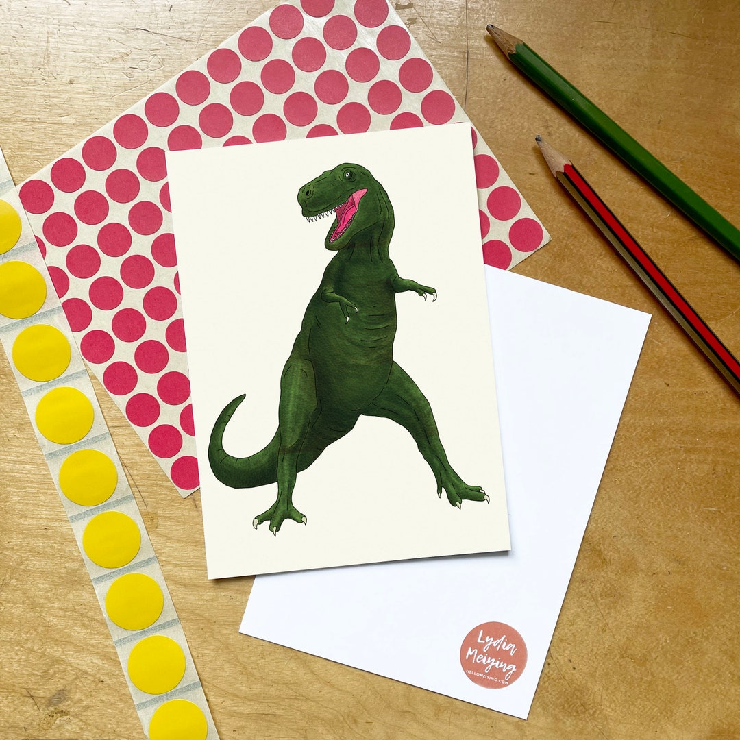 Postcard • T Rex, Dinosaur Illustration - Etsy