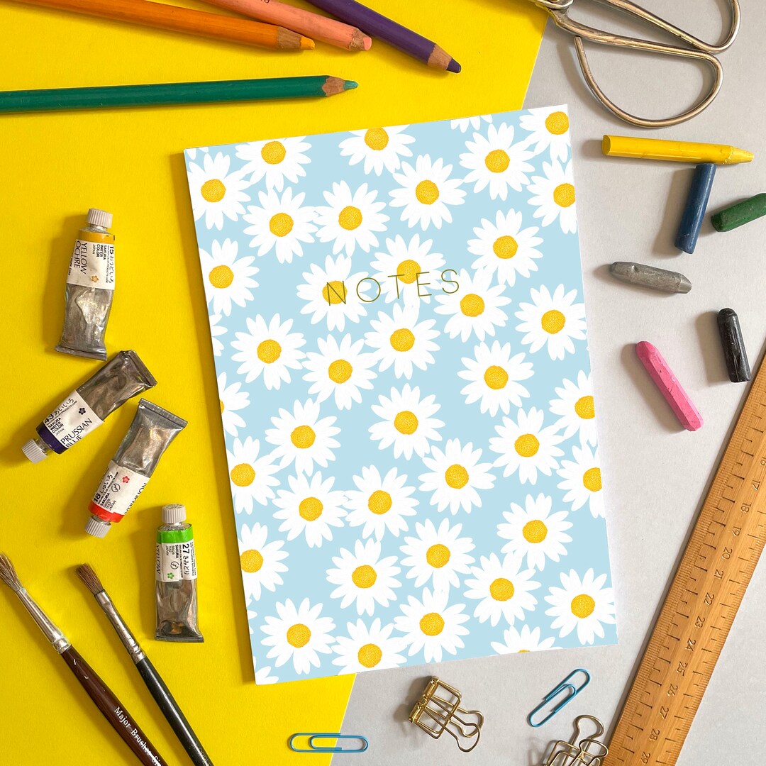 A5 Notebook - Daisy - With Plain or Lined Pages - Etsy