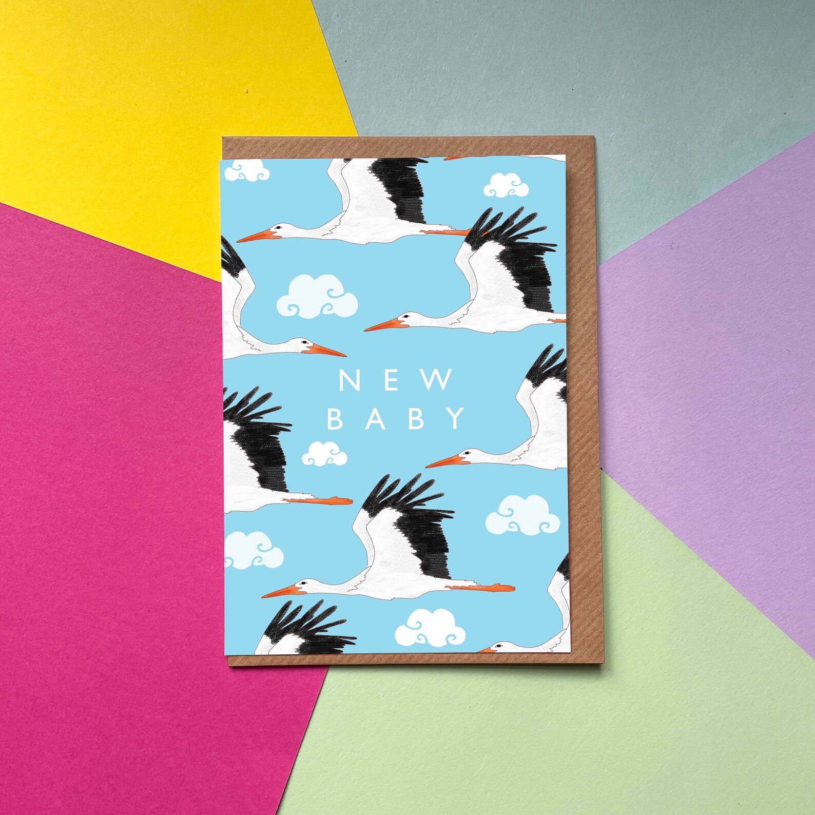 New Baby blue Greetings Card - Etsy