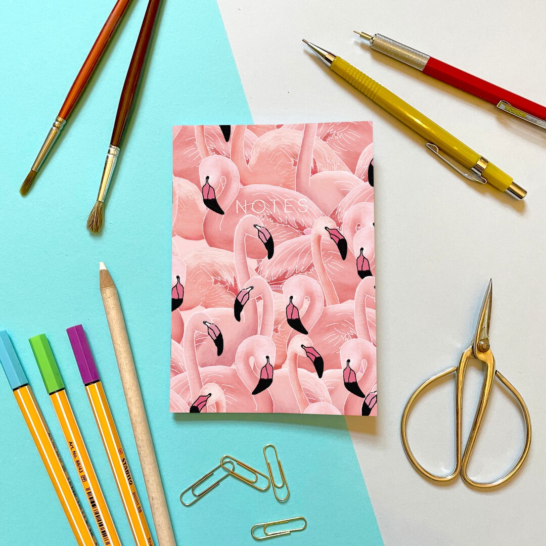 A6 Mini Notebook - A Flamboyance of Flamingos - Decorated With a Fun ...