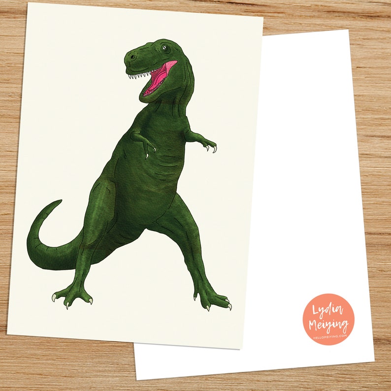 Postcard T Rex Dinosaur Illustration | Etsy