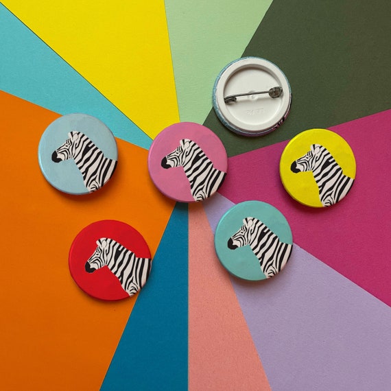 38mm Button Badge Zebra Assorted Colours Available - Etsy