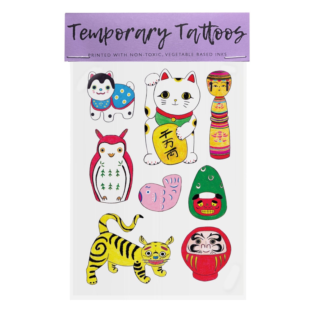 Temporary Tattoos Engimono Japanese Lucky Charms - Etsy