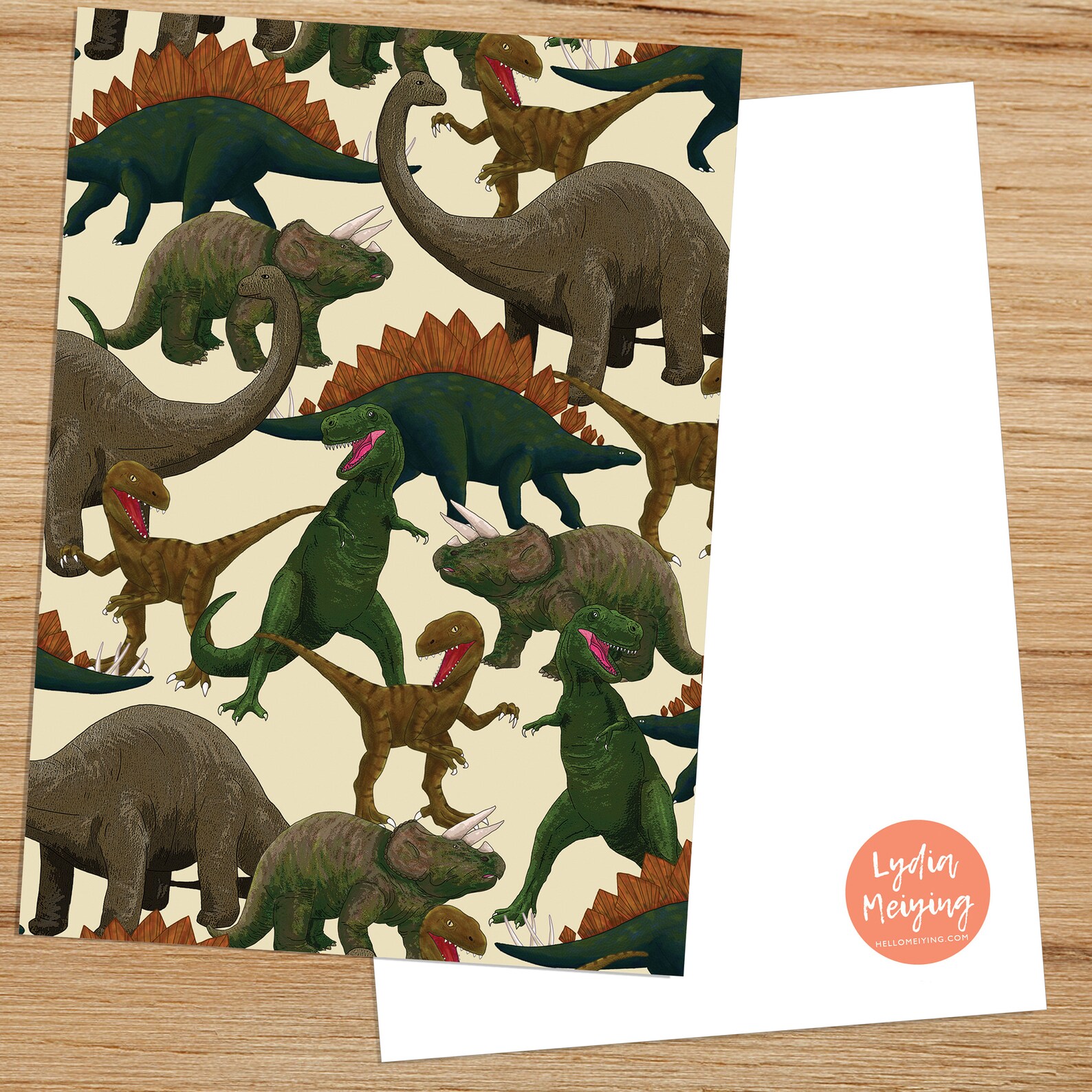 Postcard Dinosaurs Illustrated Pattern | Etsy