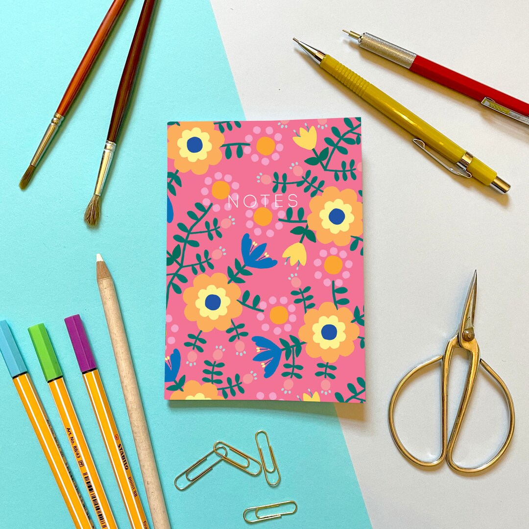 A6 Mini Notebook - Folk Flowers - Decorated With a Folk Art Inspired ...