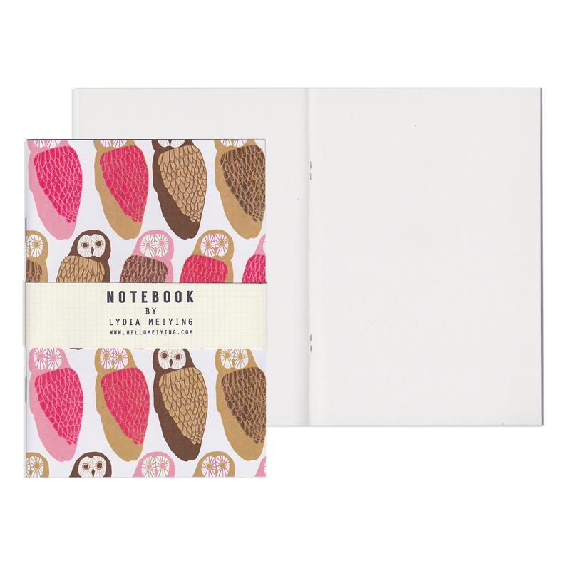 A6 Mini Notebook Owls A Cute Woodland Pattern - Etsy