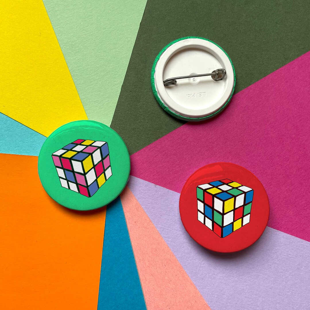 38mm Button Badge - Rubix, Assorted Colours Available - Etsy