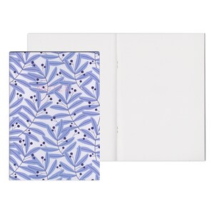 A6 Mini Notebook - Blue Leaves - With Arts and Craft Inspired Pattern ...