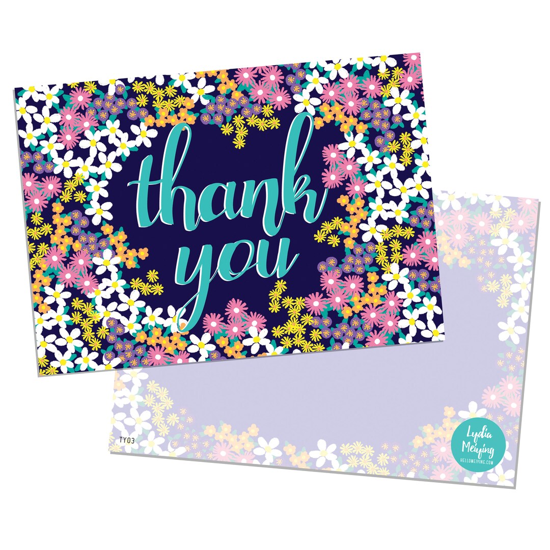 Pack of 10 Thank You Postcards With Brown Kraft Envelopes - Ditsy ...