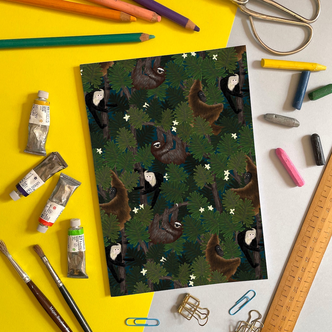 A5 Notebook - Monkeys and Sloths - With Plain or Lined Pages - Etsy
