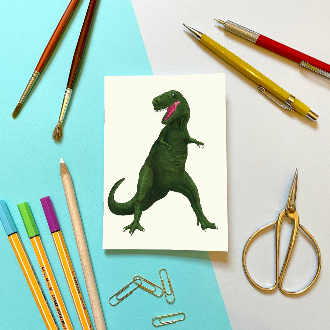 A6 Mini Notebook - T Rex - With Dinosaur Illustration - Etsy