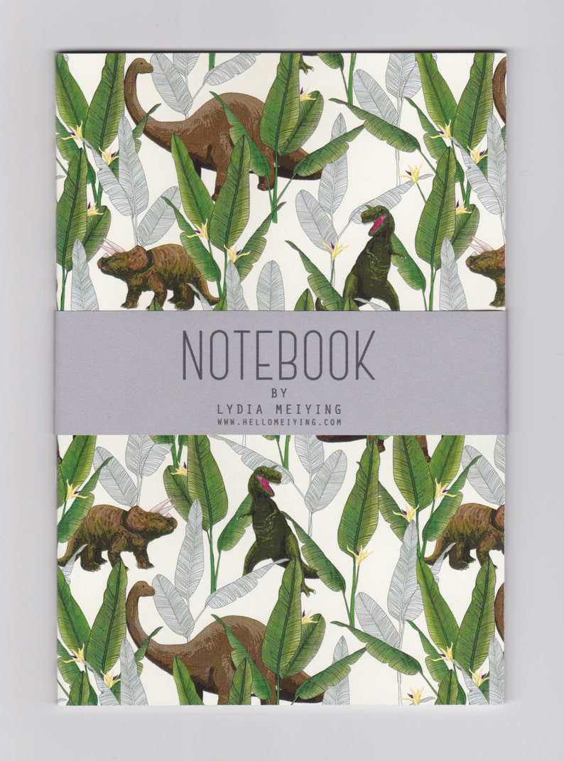 A5 Notebook Dinosaur Jungle Cream With Plain or Lined | Etsy