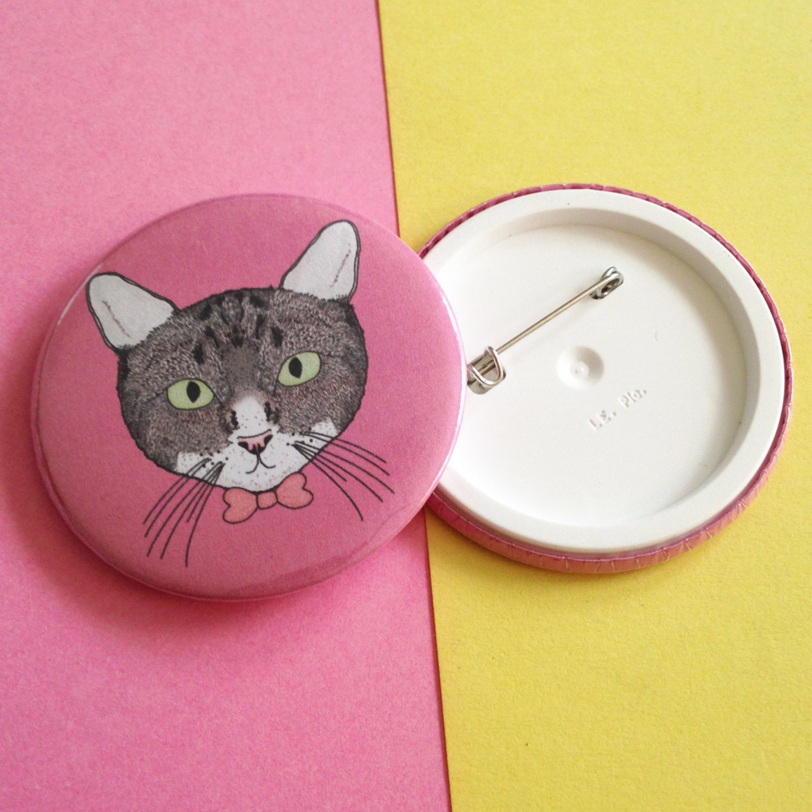 Badge With Cute Cat Face Illustration | Etsy