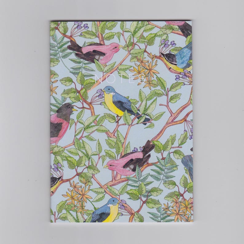 Mini quaderno A6 - Uccello canoro - Decorato con un grazioso motivo a ...