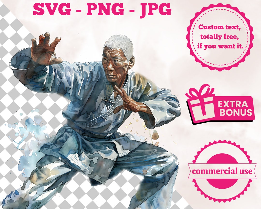 Kung Fu Customizable Watercolor SVG Clipart Hand-painted Versatile ...