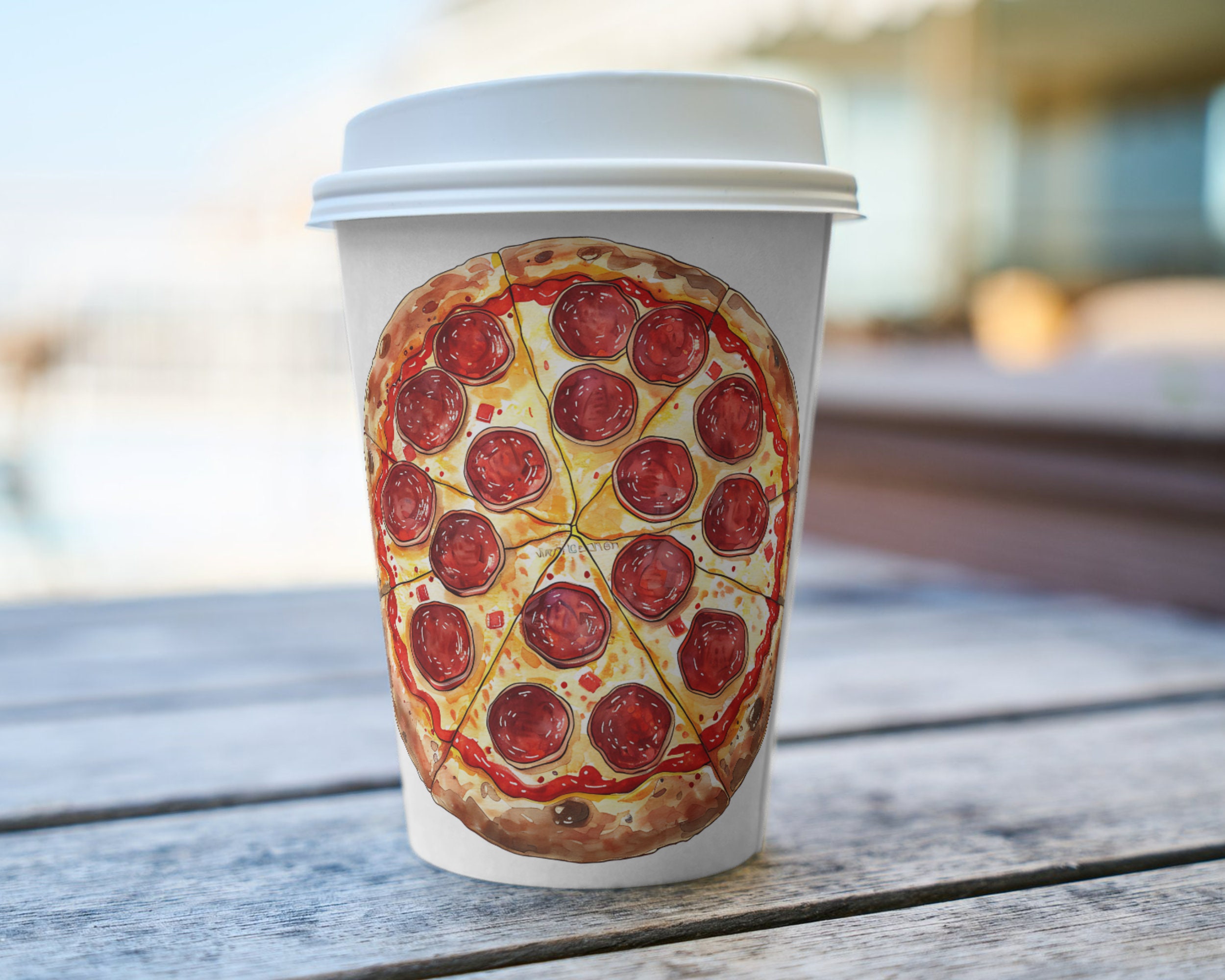 Classic Pepperoni Pizza Watercolor Clipart High-quality SVG Designs ...