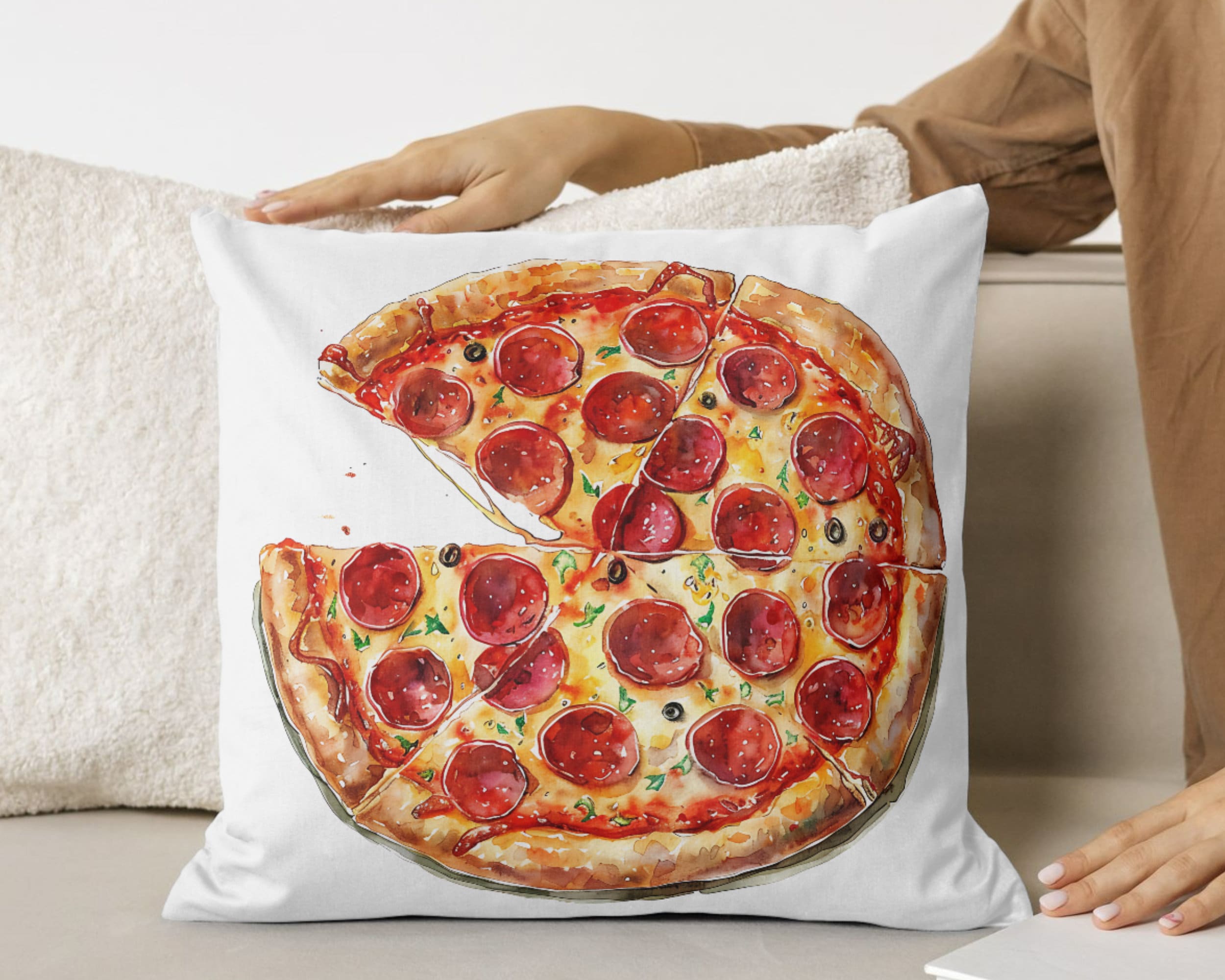 Delicious Pepperoni Pizza Watercolor Clipart High-quality SVG Designs ...