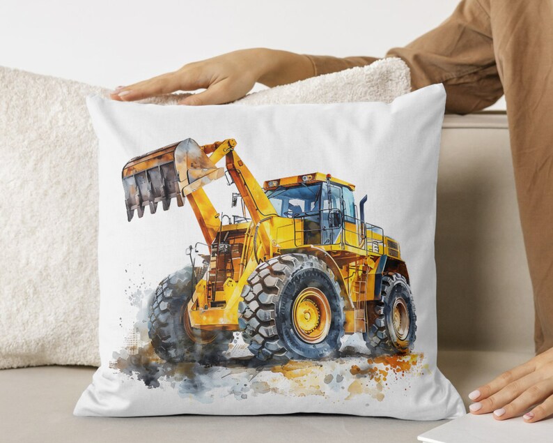 Wheel Loader SVG Handcrafted Watercolor Clipart Digital Download With ...