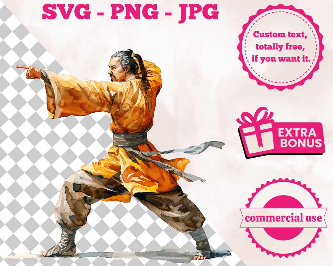 Kungfu Customizable Watercolor SVG Clipart Hand-painted Versatile ...
