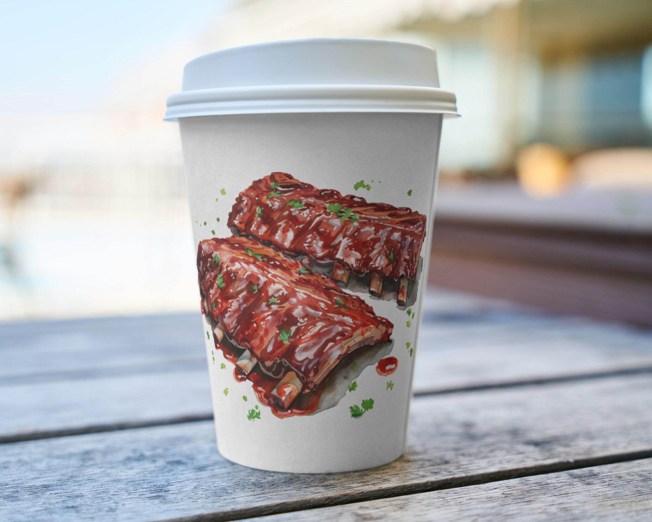 BBQ Ribs SVG Handcrafted Watercolor Clipart Digital Download With Bonus ...