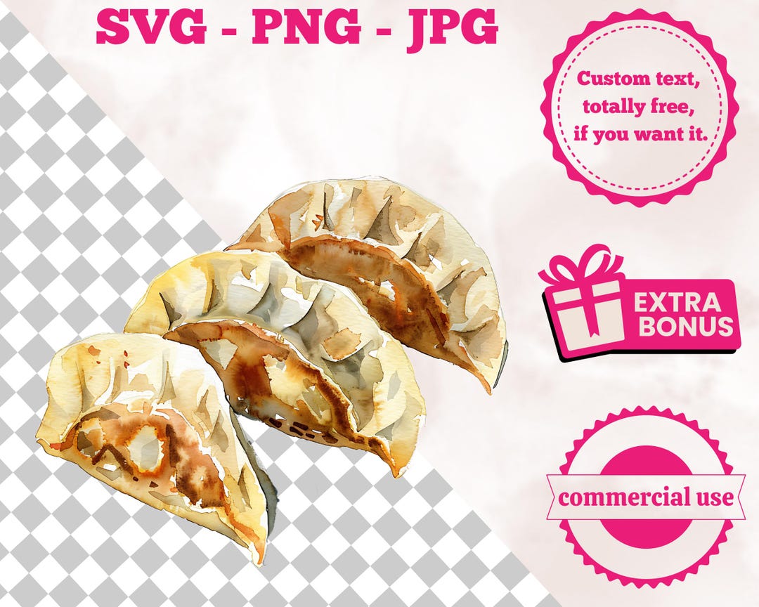 Gyoza Customizable Watercolor SVG Clipart Hand-painted Versatile ...
