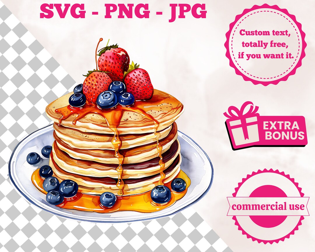 Panqueques Acuarela Clipart Diseños SVG de alta calidad, versátiles y ...
