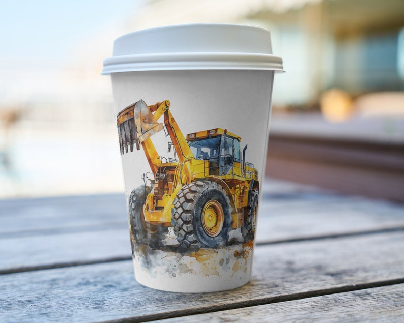 Wheel Loader SVG Handcrafted Watercolor Clipart Digital Download With ...