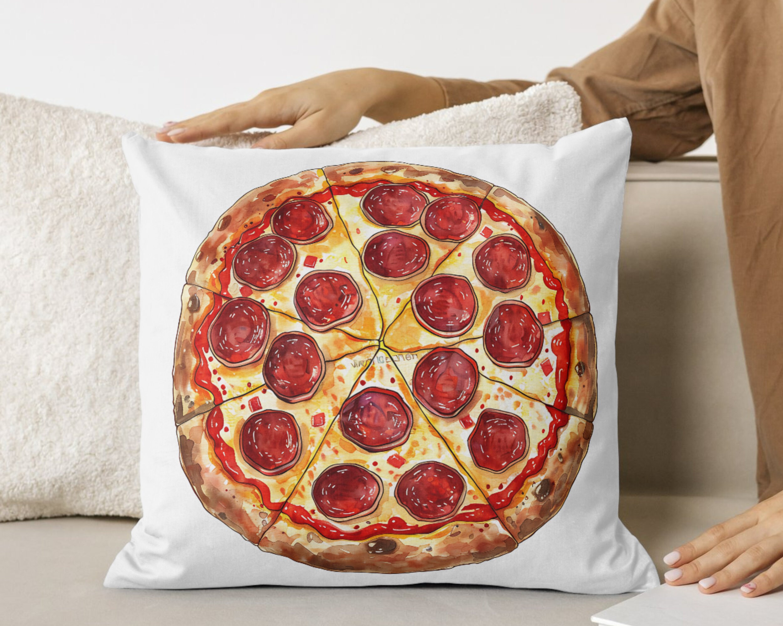 Classic Pepperoni Pizza Watercolor Clipart High-quality SVG Designs ...
