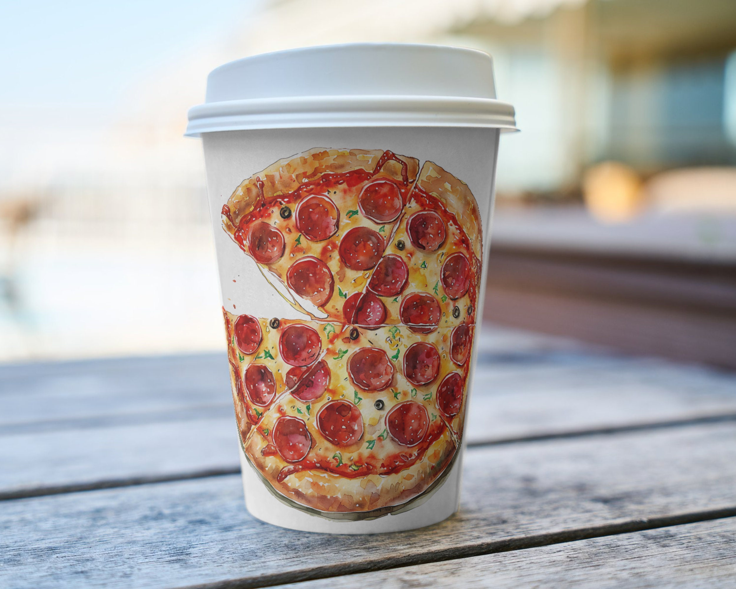 Delicious Pepperoni Pizza Watercolor Clipart High-quality SVG Designs ...