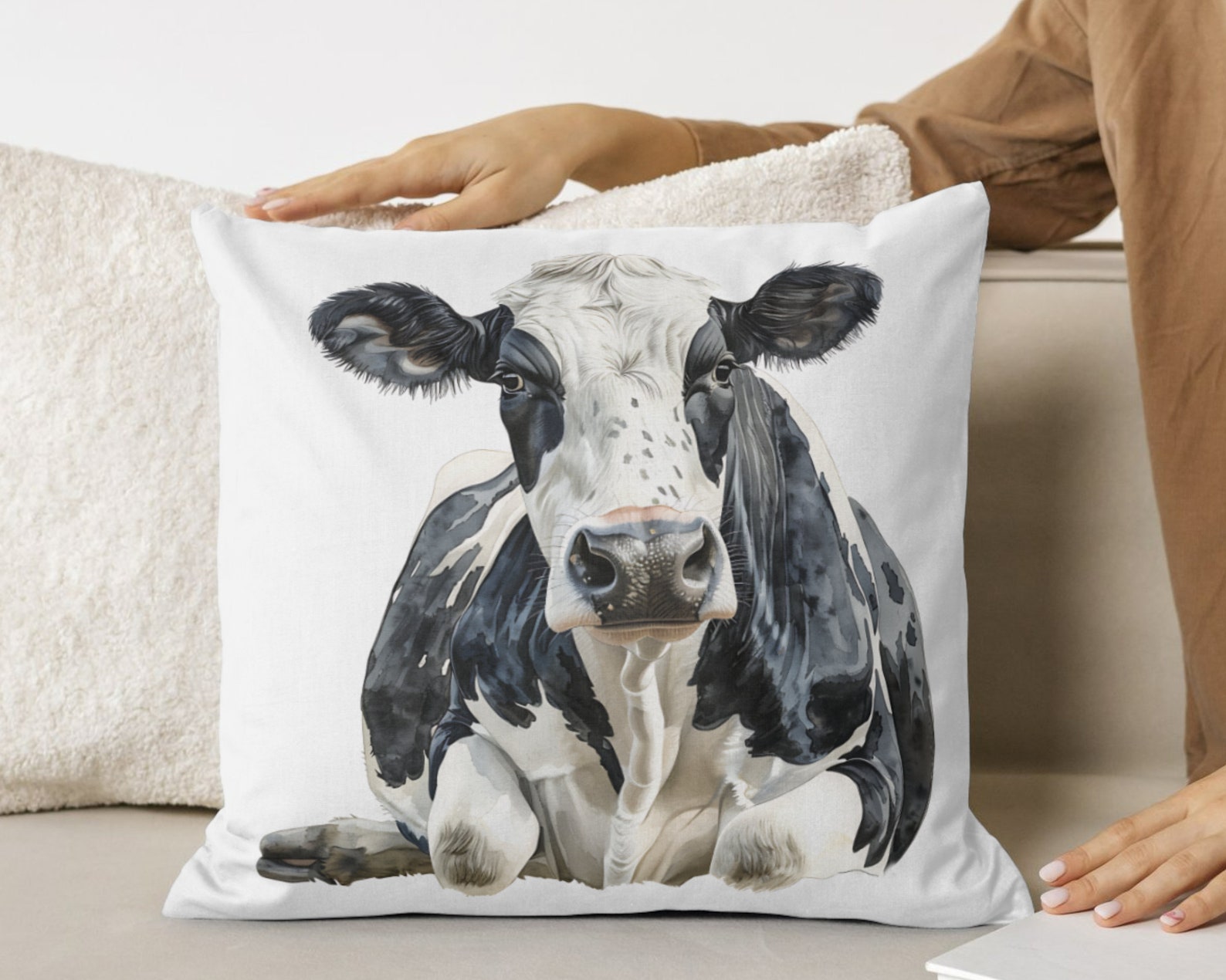 Seated Holstein Cow Customizable Watercolor SVG Clipart Hand-painted ...