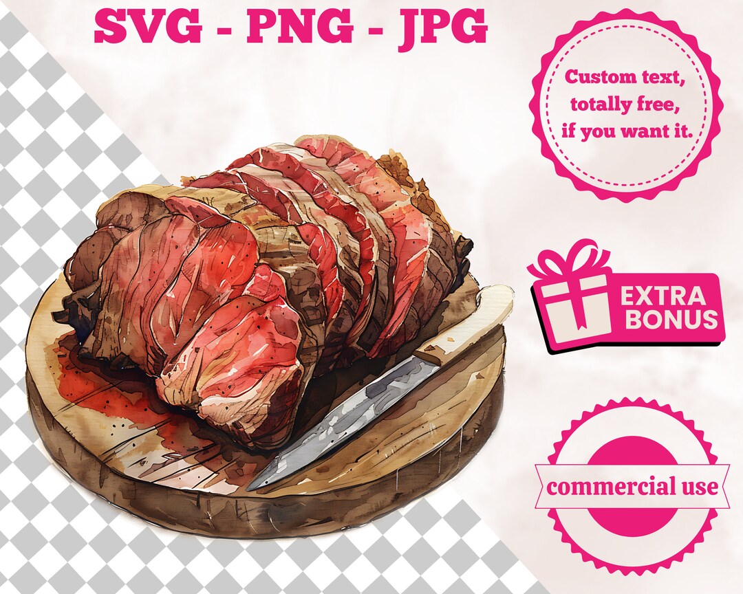 Flavorful Roast Beef Watercolor Clipart High-quality SVG Designs ...
