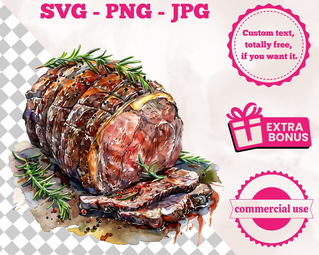 Delicious Roast Beef Watercolor Clipart High-quality SVG Designs ...