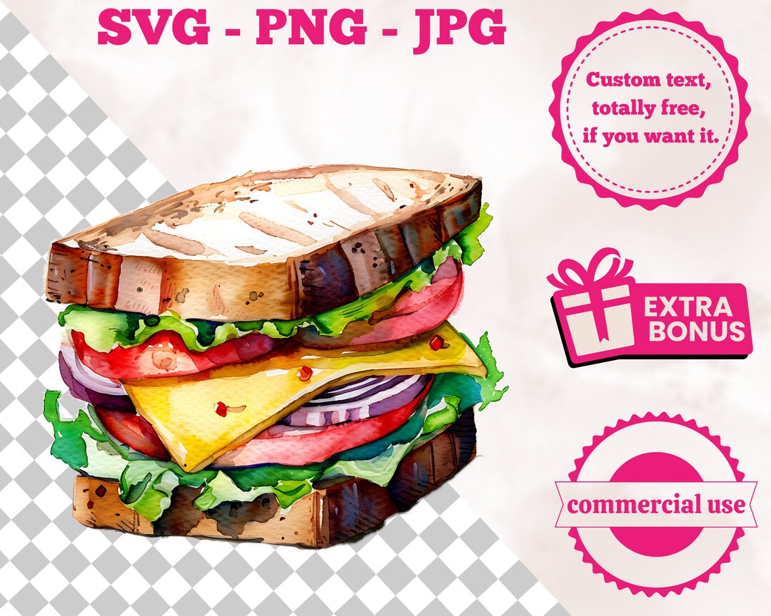 Sandwich Watercolor Clipart High-quality SVG Designs, Versatile and ...